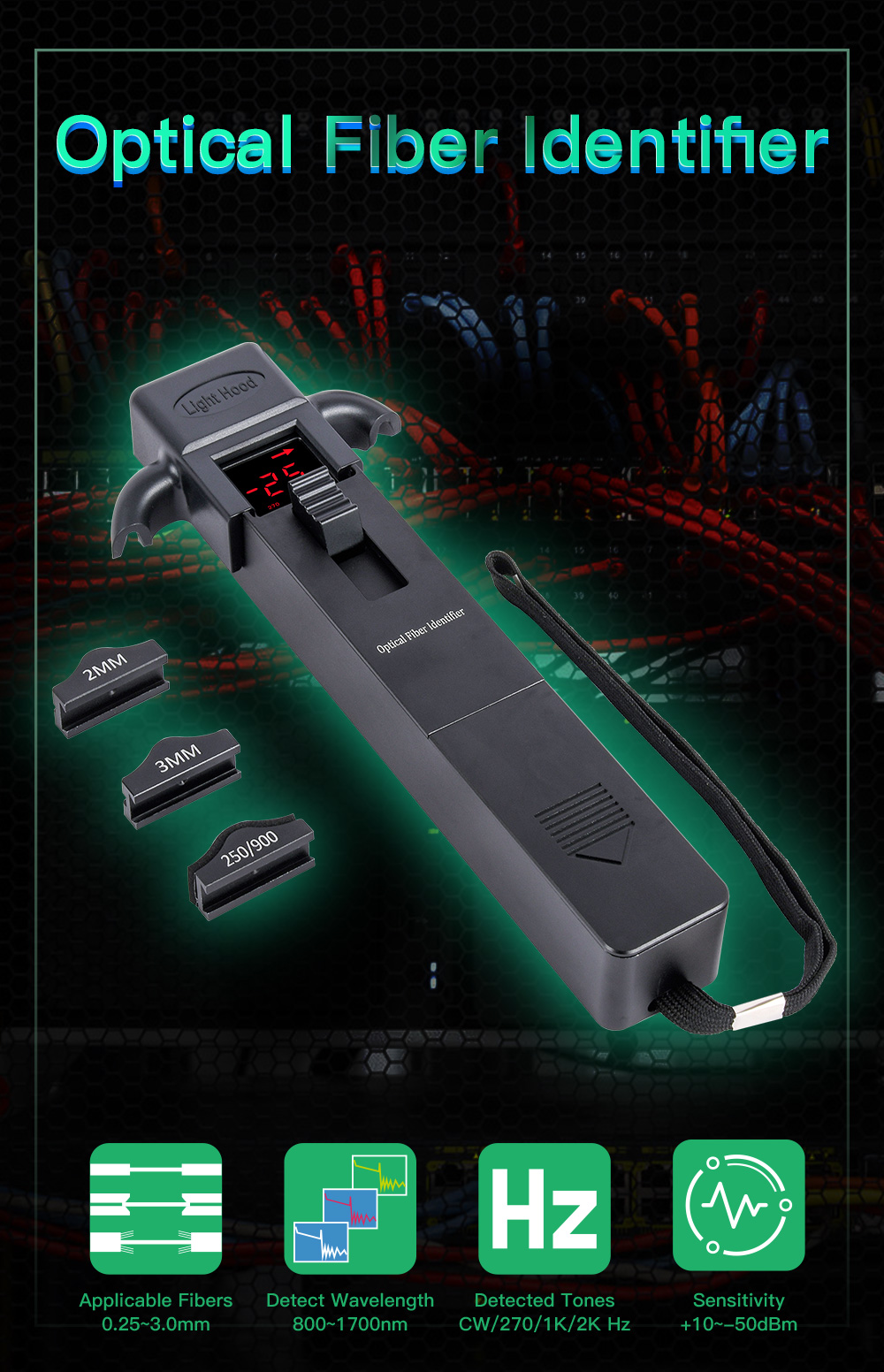 MAY40 Optical Fiber Identifier OFI SM and MM 800 to 1700nm for bare ...