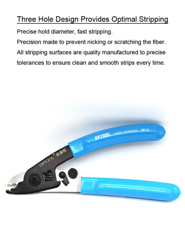 W-3 Tri-hole Teflon Coated Stainless Steel Fiber Optic Stripper | Fiber ...